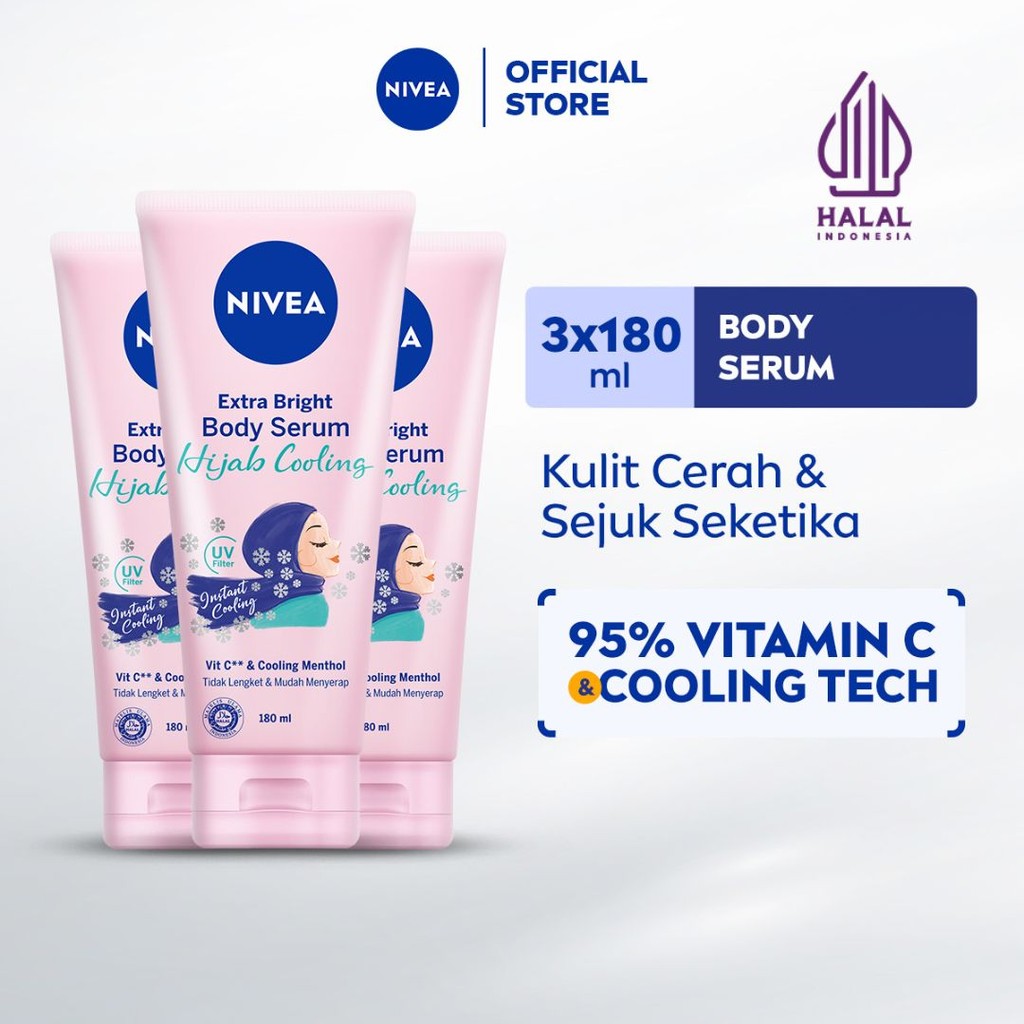 Jual (PAKET HEMAT ISI 3) NIVEA Body Serum Extra Bright Hijab Cooling ...
