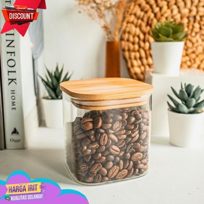 Jual TERBAIK PLUSWARE SQUARE JAR WITH BAMBOO LID - TOPLES KACA PREMIUM ...