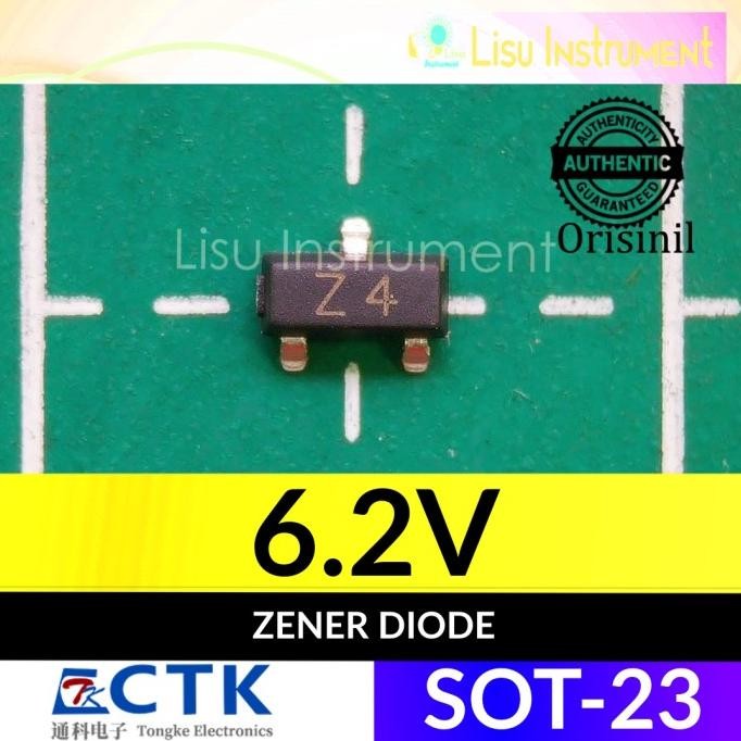 Jual Terbaru (20) BZX84C6V2 6.2V Z4 300mW 0.3W Zener Diode SOT-23 CTK Electronics lisu992 ...