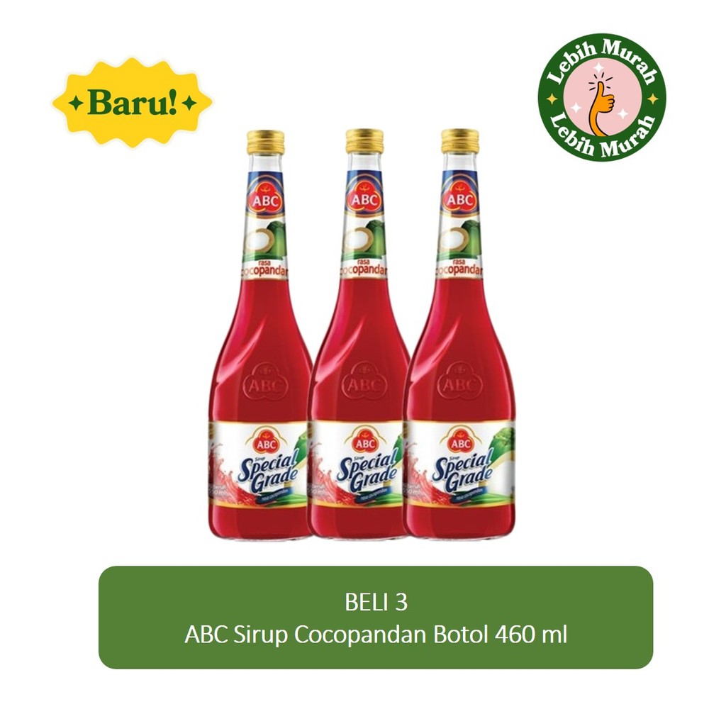 Jual ABC Sirup Special Grade Cocopandan Botol 460 ml X 3 | Shopee Indonesia