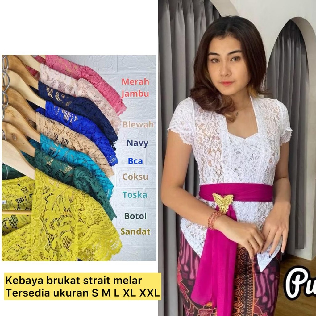 Jual Kebaya Kartini Kutubaru Wanita Kebaya Bali Modern Bet Sofia Pendek Brokat Halus Melar ...