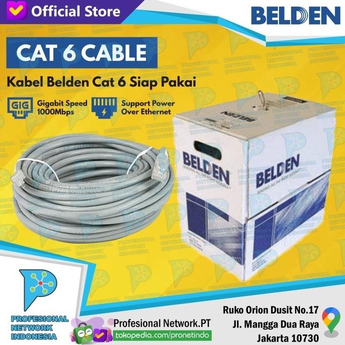Jual CO Kabel BELDEN CAT6 15 Meter Siap Pakai / Kabel LAN CAT 6 15Meter | Shopee Indonesia
