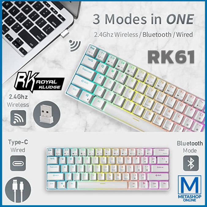 Jual CO ROYAL KLUDGE RK61 WIRELESS MECHANICAL KEYBOARD GAMING 60% HOTSWAP 61 | Shopee Indonesia
