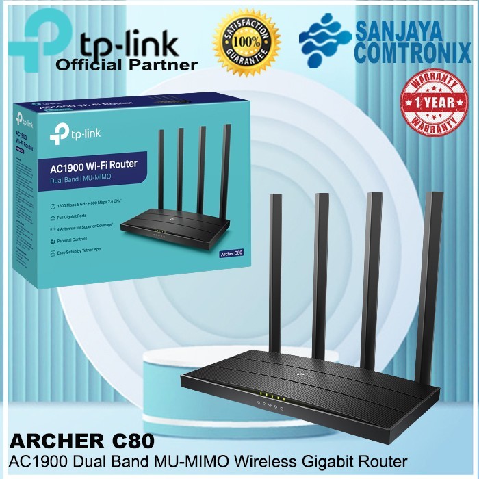 Jual TP-Link Archer C80 AC1900 Wireless MU-MIMO Wi-Fi Router Unit Baru ...