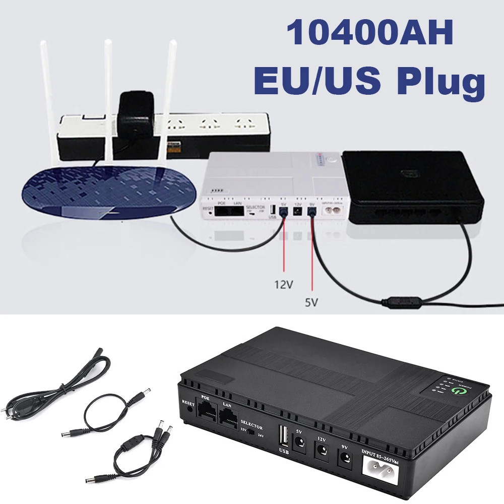 Jual TAM Mini UPS Battery Backup 10400mAh Uninterruptible Power Supply ...