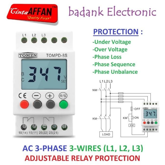 Jual HARGA DISC - AC 3-PHASE LCD Protection Relay Unbalance Sequence ...