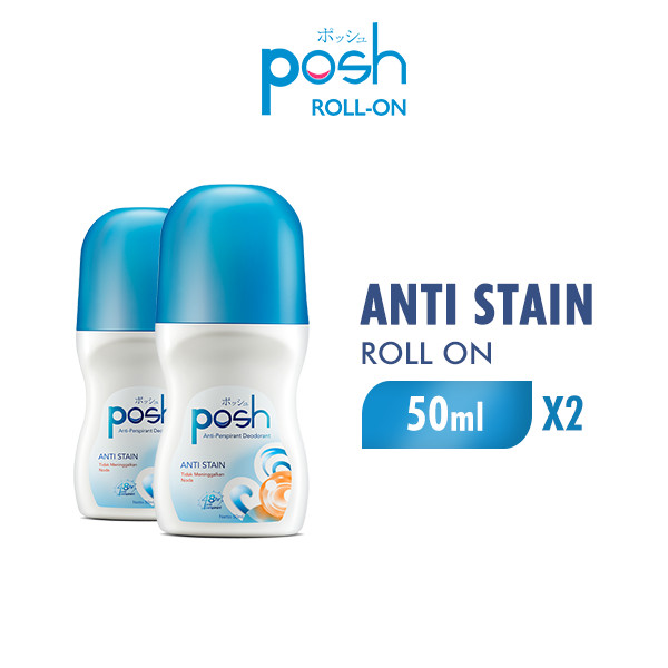 Jual Posh Roll On Deodoran Anti Stain Botol 50 ml x2 | Shopee Indonesia