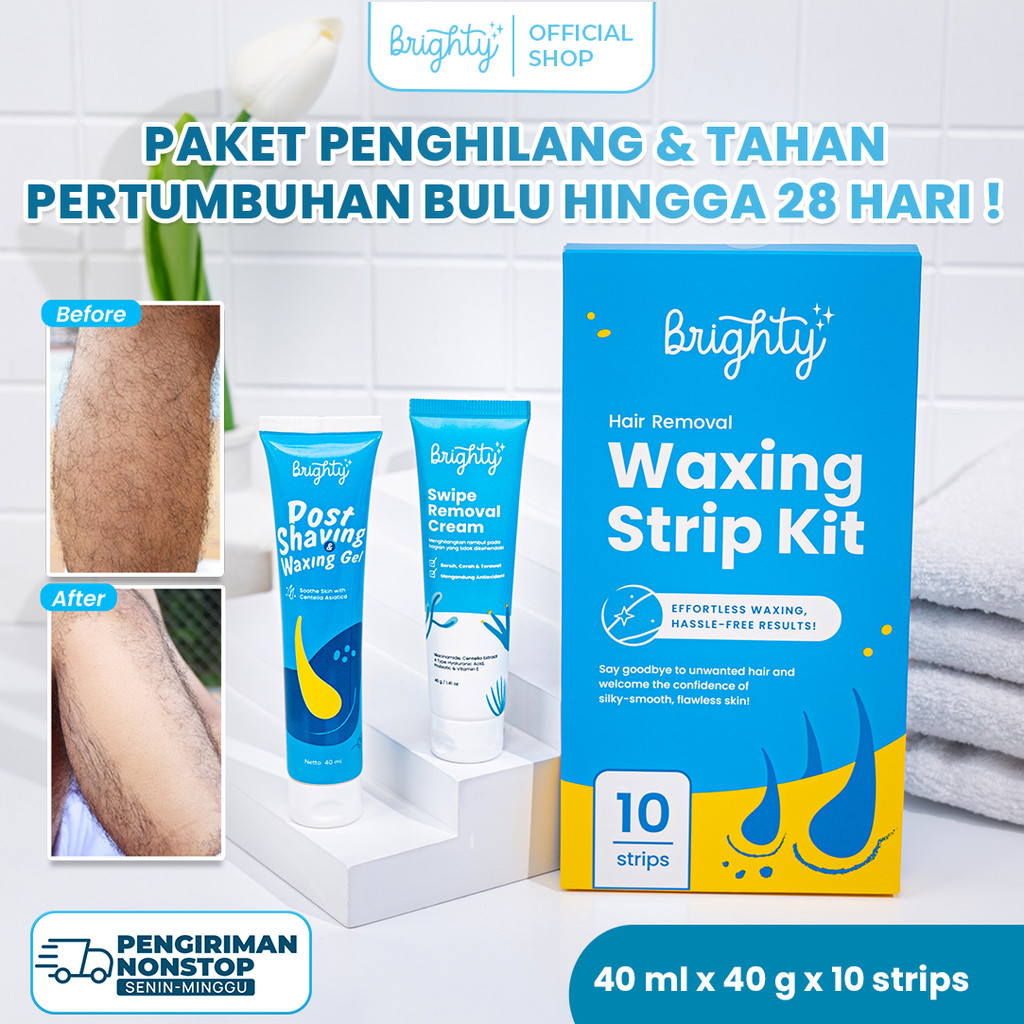 Jual Brighty Swipe Removal Cream X Waxing Strip Kit X Post Shaving ...