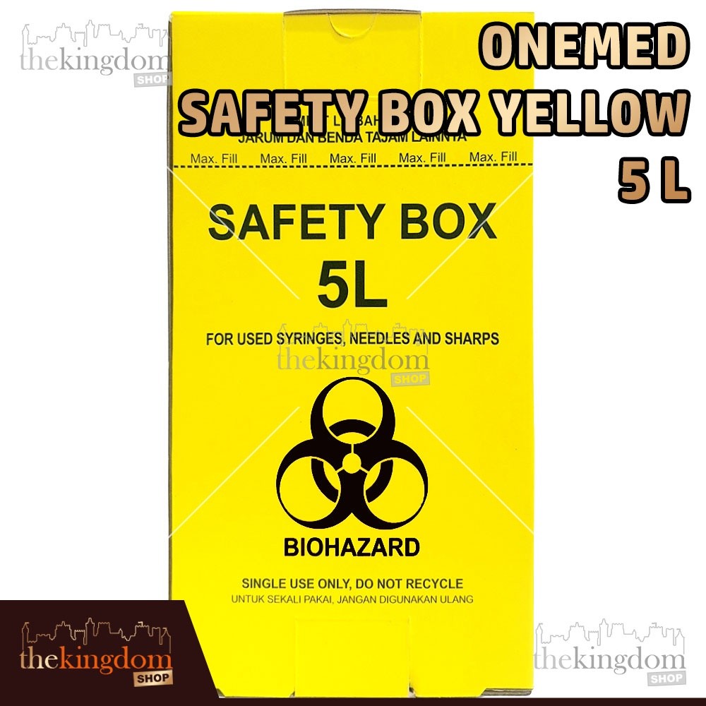 Jual Onemed Safety Box Yellow 5 Liter Kotak Pembuangan Sampah Limbah Medis Biohazard Danger ...