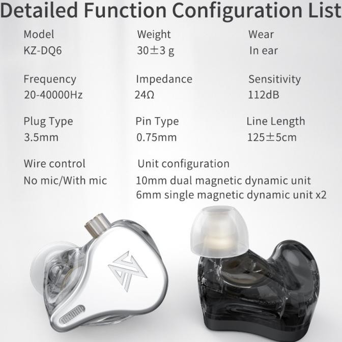 Jual Promo Knowledge Zenith Kz Dq6 Triple Dynmic Drivers - Earphone With Mic | Shopee Indonesia