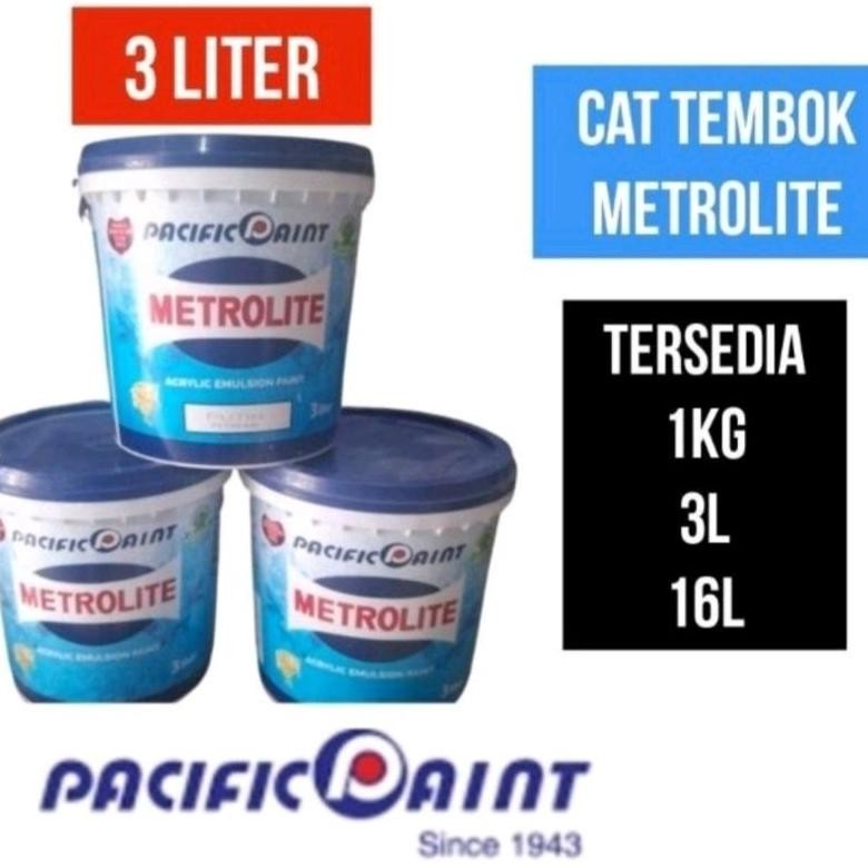 Jual Cat Tembok Metrolite 3 Liter 5Kg Galon Putih Kebiruan Pacific Paint | Shopee Indonesia