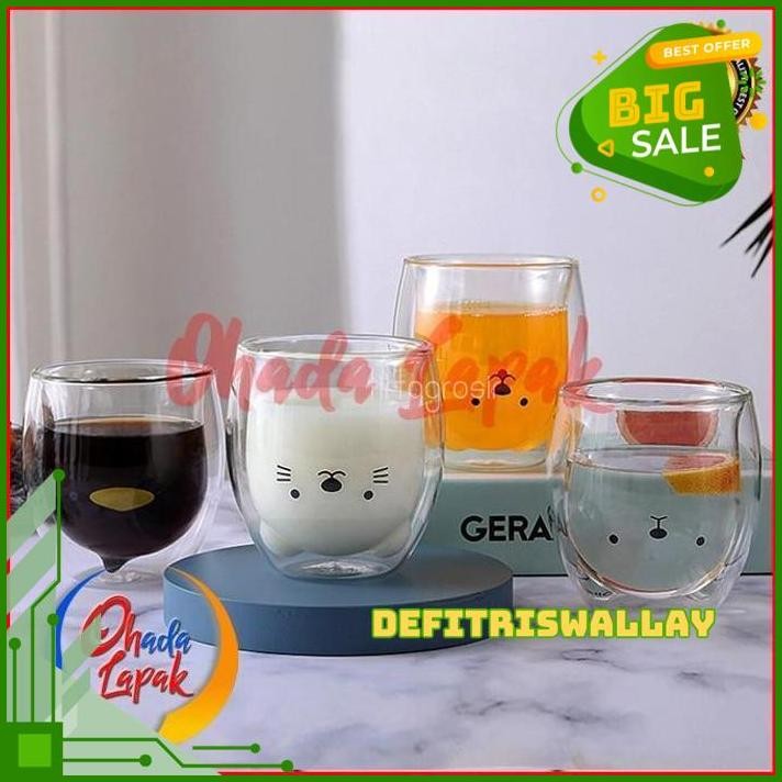 Jual GELAS DOUBLE WALL BERUANG LUCU ANTI PANAS 250ML INSULATED GLASS CUP TERBAIK | Shopee Indonesia