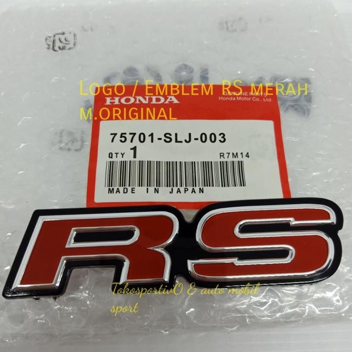 Jual Promo Tulisan / Lambang / Stiker / Emblem RS merah original Honda ...
