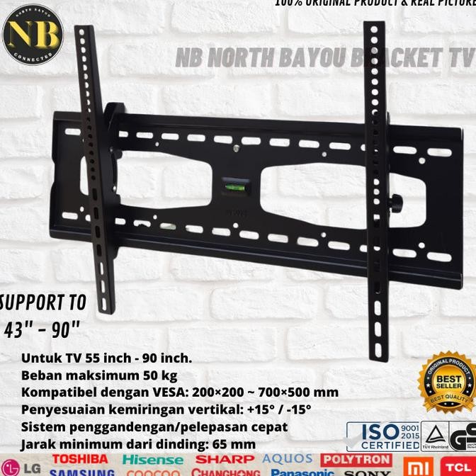 Jual Produk BRACKET TV DINDING 55 60 65 70 75 80 85 90 INCH TV SIZE ...