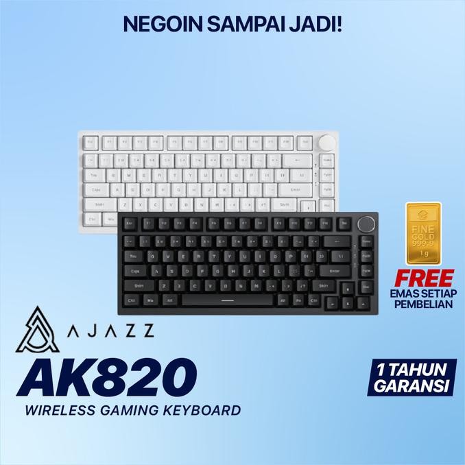 Jual Ajazz Ak820 Monochrome 75% Hotswappable Keyboard With Gasket Mount Co | Shopee Indonesia