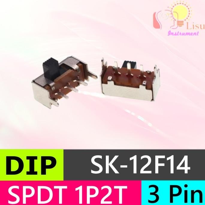 Jual Murah (5) SK12F14 SK-12F14 3Pin 1P2T 2T 2 Travel Horizontal Single Side Slide Switch Toggle ...