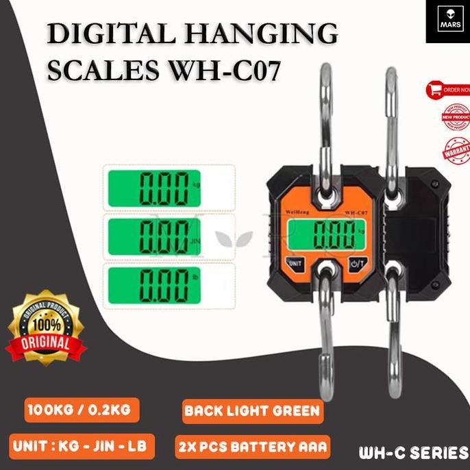 Jual Sale Wh-C Series 100 - 250 Kg Weiheng Timbangan Gantung Besi Digital Led Mini Orange Hitam ...