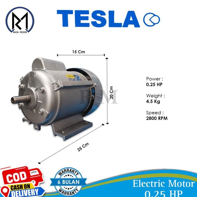 Jual Dinamo Elektro Motor Tesla 1/4 Hp / Mesin Penggerak Untuk Parut ...