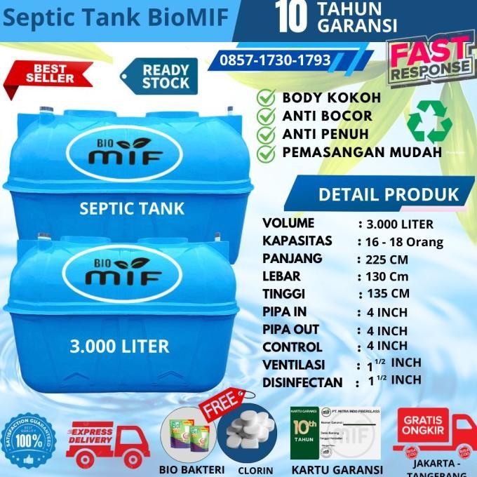 Jual Septic Tank Bio , Biotank, Biotech , Biomif, 3000 Liter New Stok ...