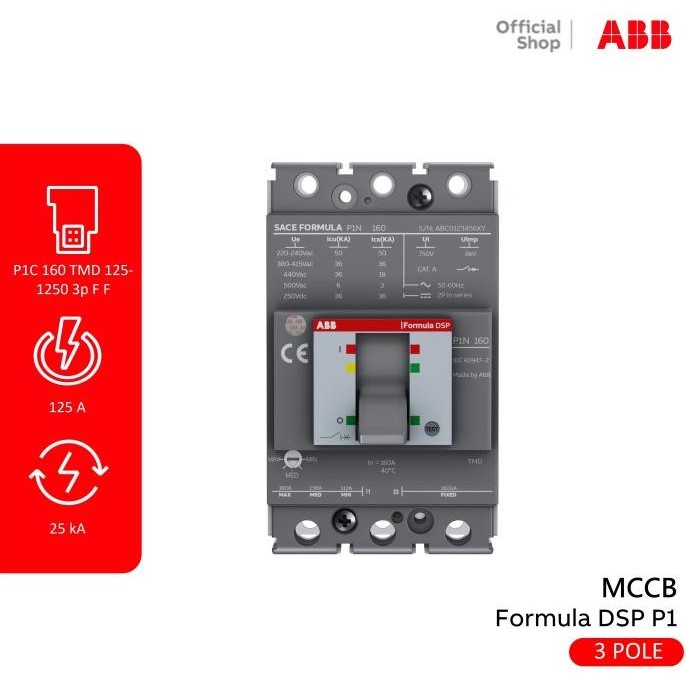 Jual Abb Mccb 3P 125A 25Ka P1C Tmd 1Sda116236R1 Formula Dsp Breaker New ...