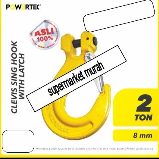 Jual Promo Clevis Sling Hook With Latch 8 Mm - 2 Ton Powertec | Shopee ...