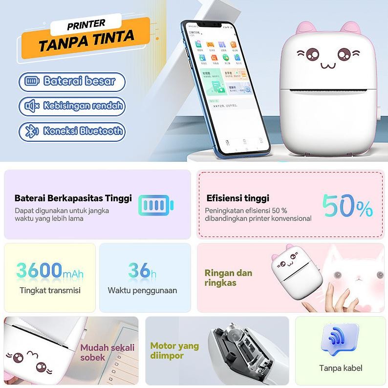 Jual Gratis Kertas CetakC9 Mini Thermal Printer Smart Wireless ...