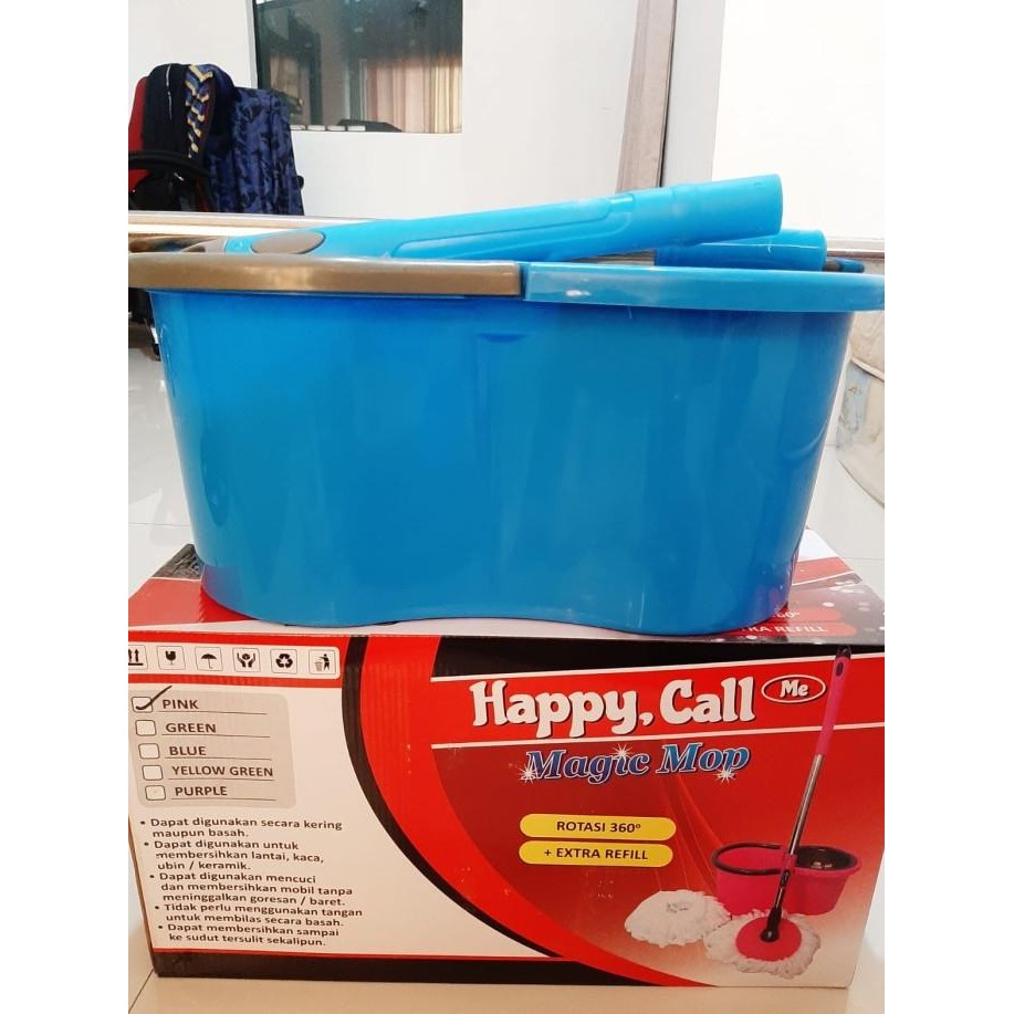 Jual Alat Pel lantai Putar Double Bucket spin mop happy call | Shopee ...
