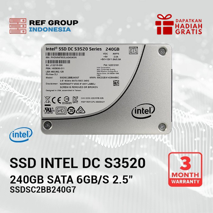 Jual SSD Intel DC S3520 240GB SATA 6Gb/s 2.5" server grade ...