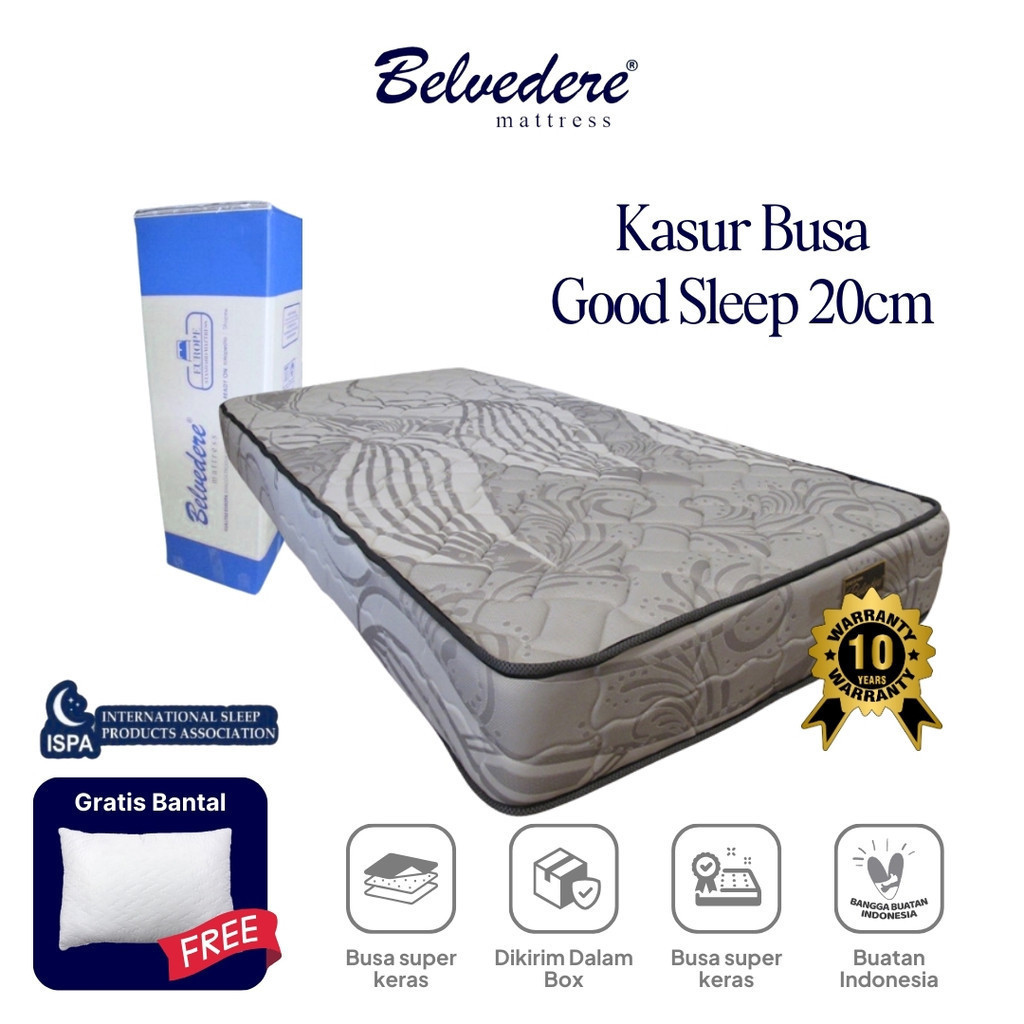 Jual Belvedere Matras Good Sleep Tebal 20cm Free Bantal / D.28 Black ...