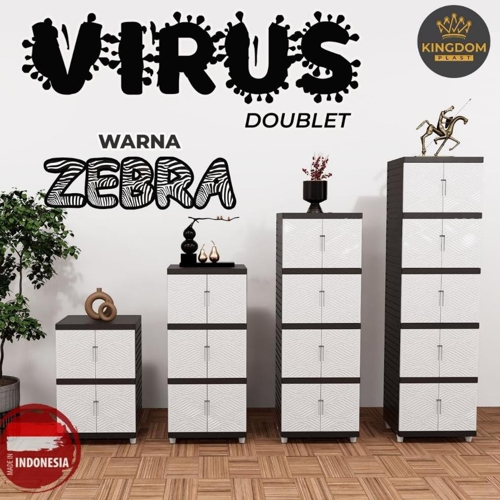 Jual Lemari Pakaian Plastik VIRUS ZEBRA Pintu Putih Body Hitam 2 3 4 5 ...