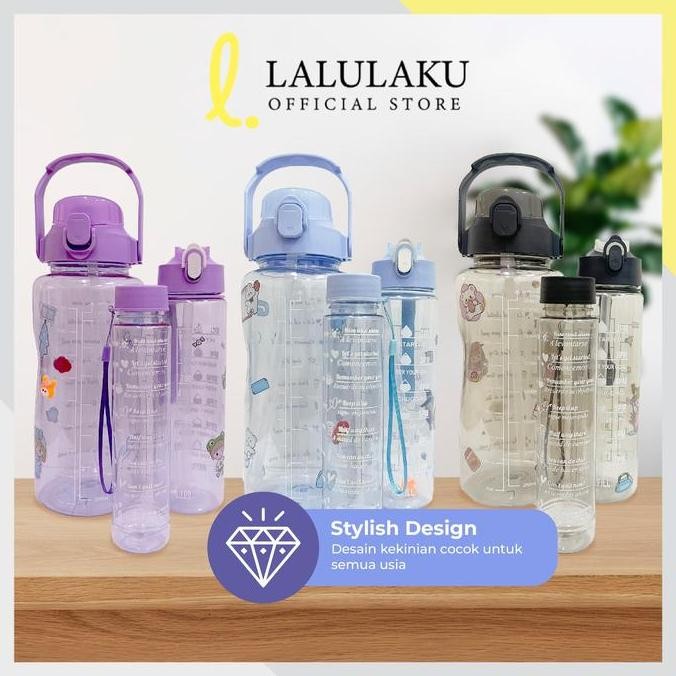 Jual Tys Botol Minum Transparan Viral Botol Motivasi Beranak 3in1 Korea ...