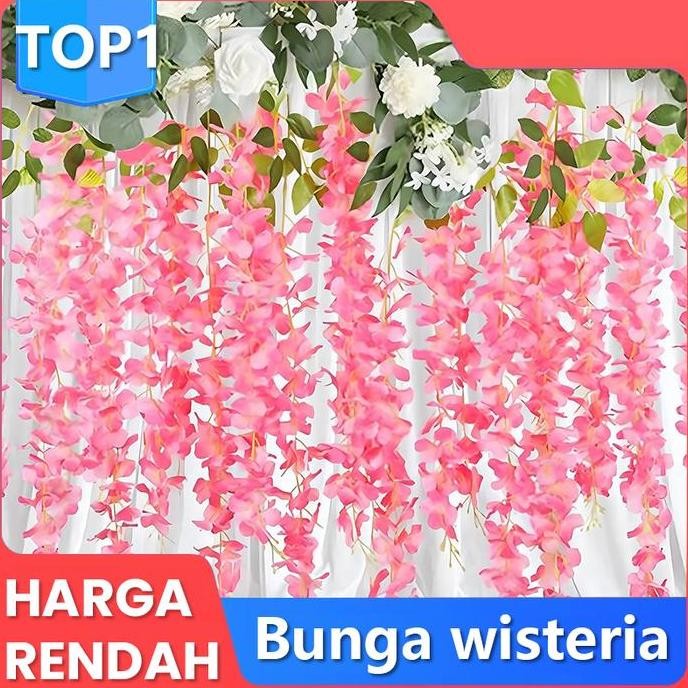 Jual Terlaris 1 Lusin Wisteria Jumbo Bunga Plastik Wedding Dekorasi ...