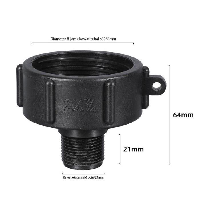 Jual 1/2 3/4 1 2 Inch Tutup Keran Sambungan Konektor Adaptor Tangki Ibc ...