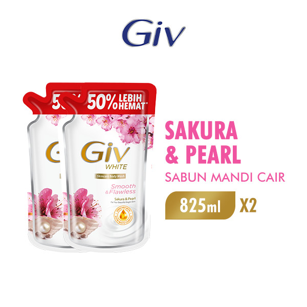 Jual Giv White Sabun Mandi Cair Sakura Pearl Pouch 800 ml x2 | Shopee ...