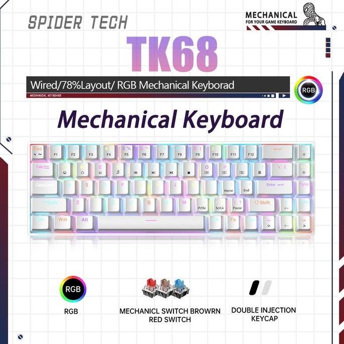 Jual BEBAS ONGKIR - ZIFRIEND TK68 68% Layout Mechanical Keyboard ...