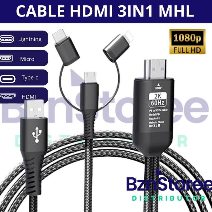 Jual Kabel MHL HDMI ke Lightning Micro Type C untuk TV IOS Android 3in1 ...