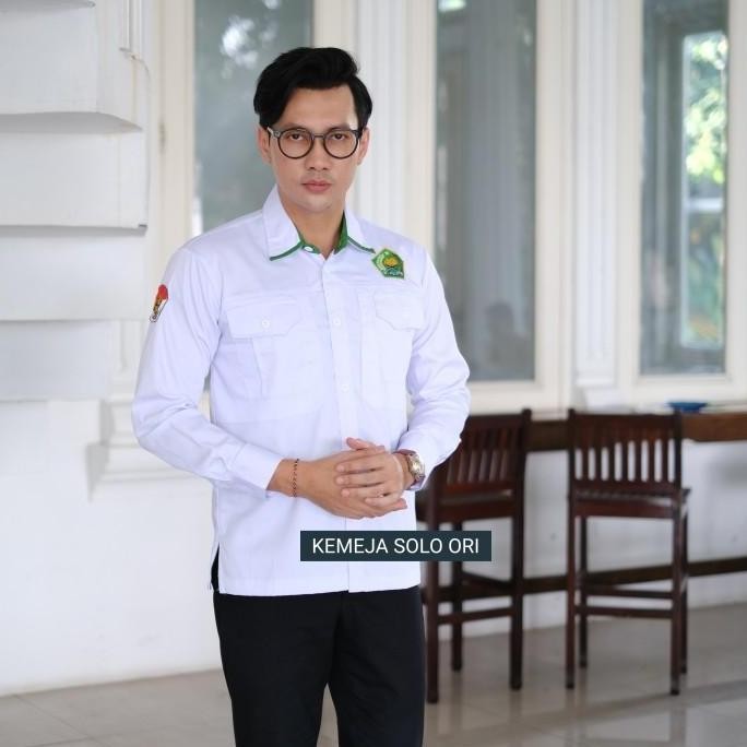 Jual Baju PDH Pria KEMENAG PUTIH LIST IJO Lengan PANJANG Bahan American ...