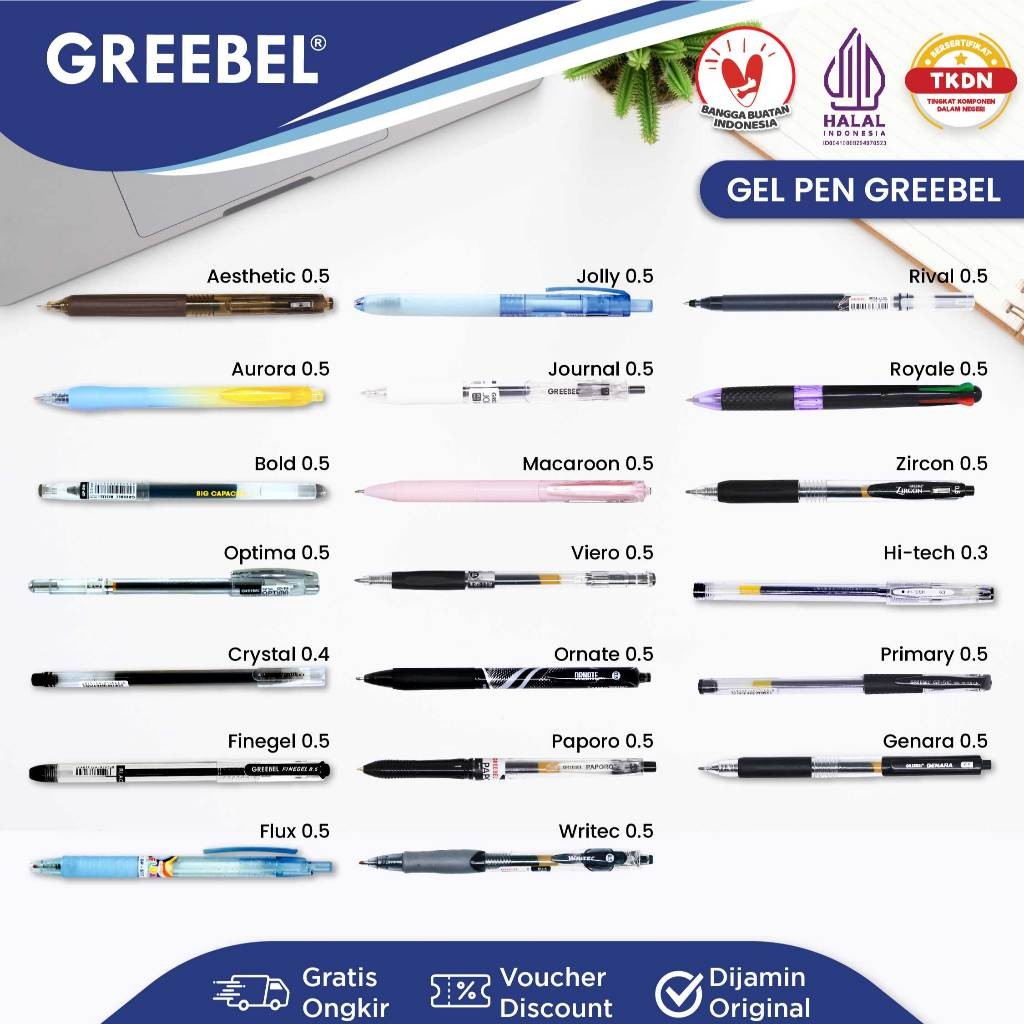 Jual GREEBEL Pulpen Gel / Gel Pen (1PCS) Ballpoint Bolpen Pena Pulpen Murah | Shopee Indonesia