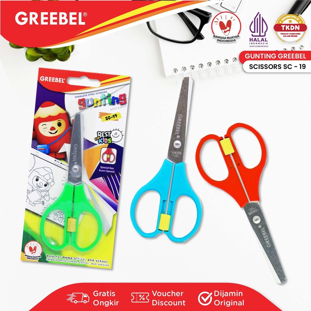 Jual GREEBEL Gunting Scissor Stainless (SC-19) / Gunting Ukuran Sedang ...