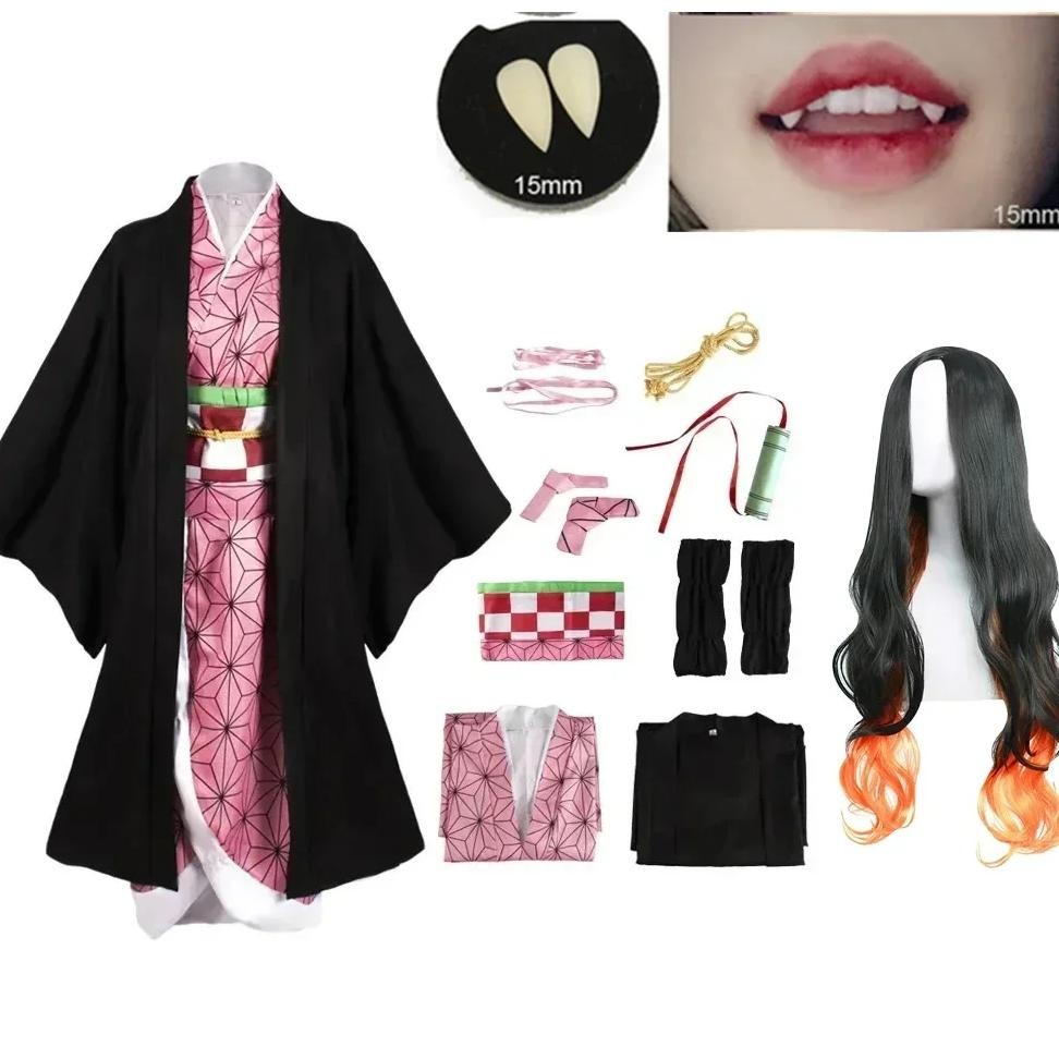 Jual Anime Kimetsu No Yaiba Kamado Nezuko Cosplay Kostuum Kimono Demon ...