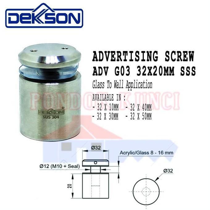 Jual new Baut Pin Railing Kaca Ke Tembok Pin Kaca Padat Dekkson G03 ...