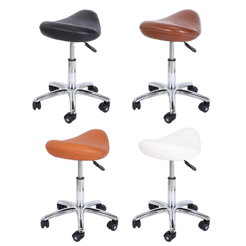Jual Pu Leather Rolling Stool Bar Stool With Wheels Movable Pulley ...