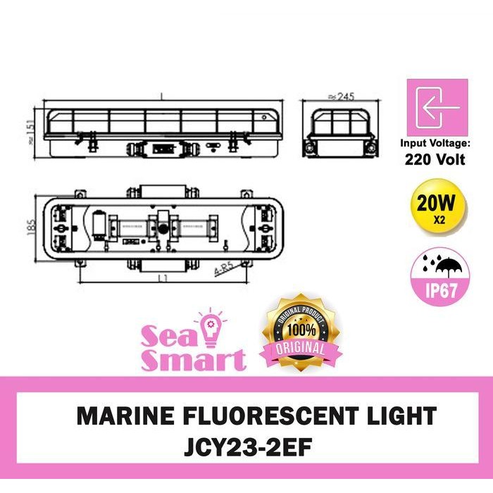 Jual Lampu Tl Kapal Ram 2X20 / Marine Fluorescent Light Jcy23-2Ef ...