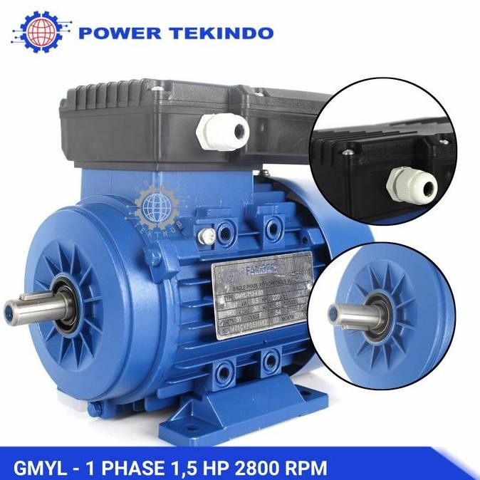 Jual Sale Famoze Pro Dinamo 1 Phase 1,5 Hp 2800 Rpm 1.1Kw 220V Electric Motor Gmyl 1,5 Pk ...