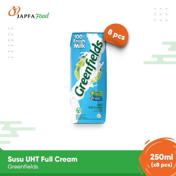 Jual Greenfields Susu UHT Full Cream 250 ml - isi 8 pcs -100% Fresh Milk dari Greenfields Farm ...