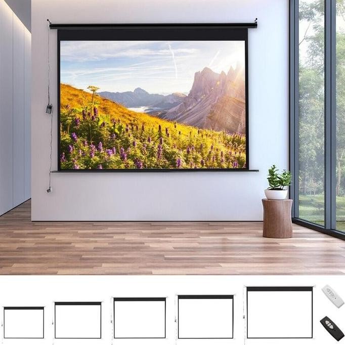 Jual Wall Screen Projector Auto Motorized Electric with Remote Control ...