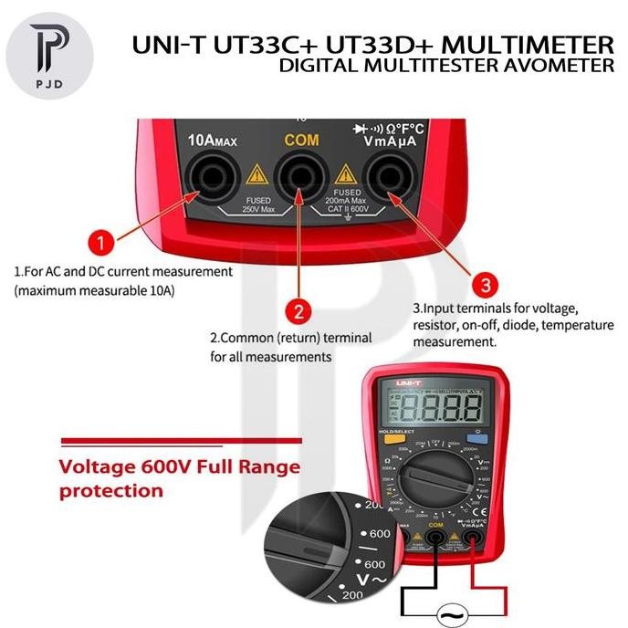 Jual UNI-T UT33C+ UT33D+ Digital Multimeter Avo Meter Multitester ...