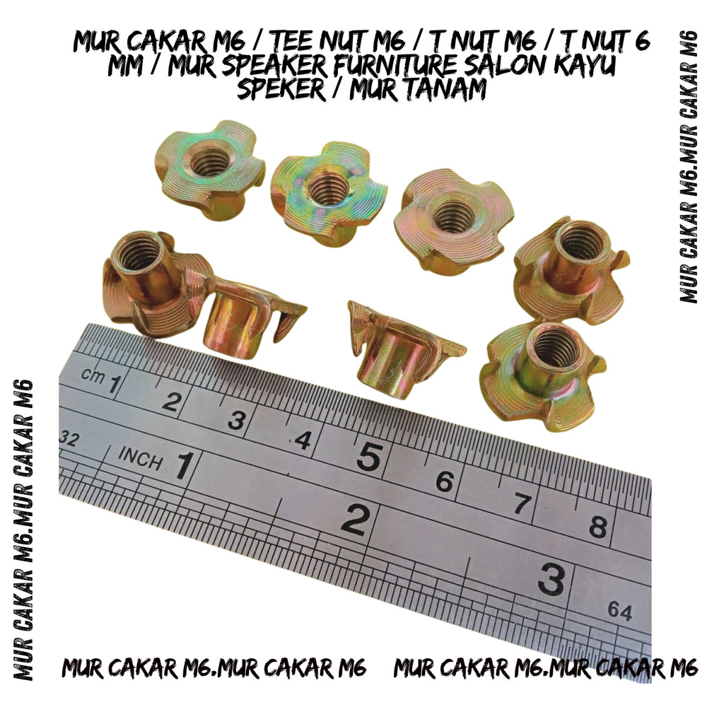 Jual [Paket 50pcs] MUR CAKAR M6 / TEE NUT M6 / T NUT M6 / T NUT 6 MM / MUR SPEAKER FURNITURE ...