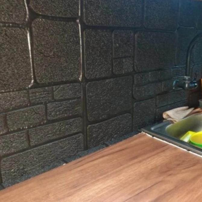 Jual new !!! wallpaper foam 3D peredam panas dan suara pada dinding ...