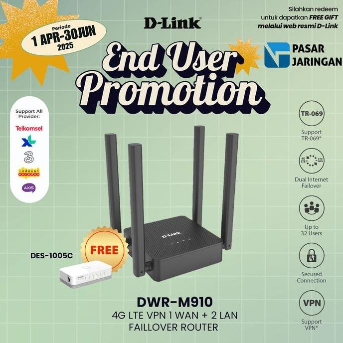 Jual D-Link DWR-M910 Mobile Wireless Router N300 4G LTE WAN Faillover ...